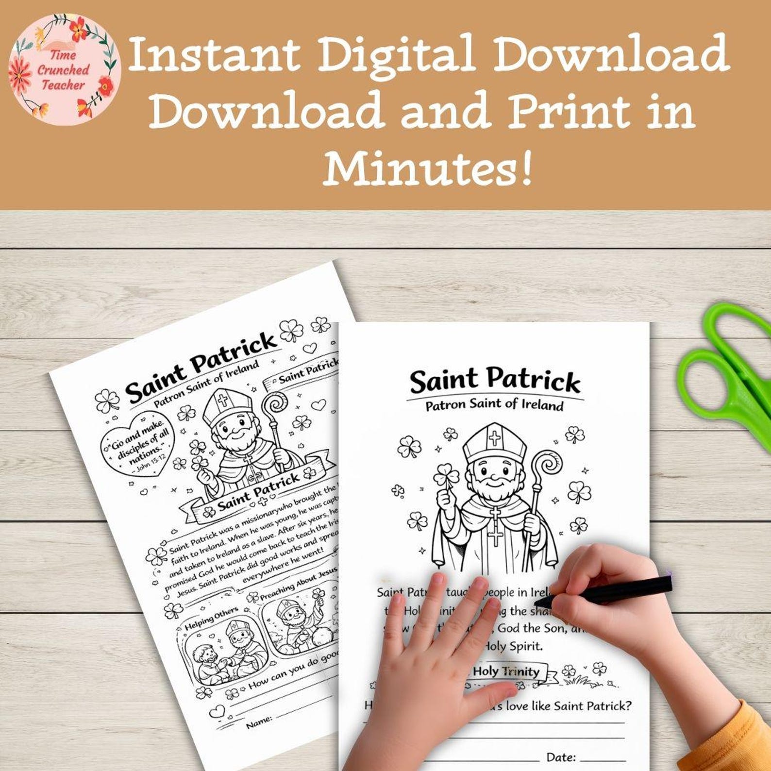 Printable St. Patrick Coloring Pages | 5 Pages of No Prep St. Patrick's ...