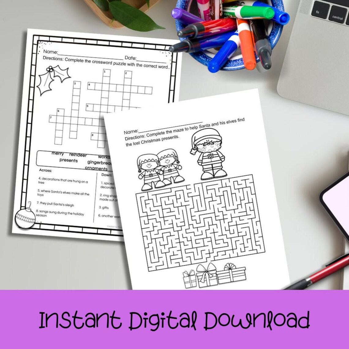 Printable Christmas Themed Activity Packet for Kids | Christmas Math ...