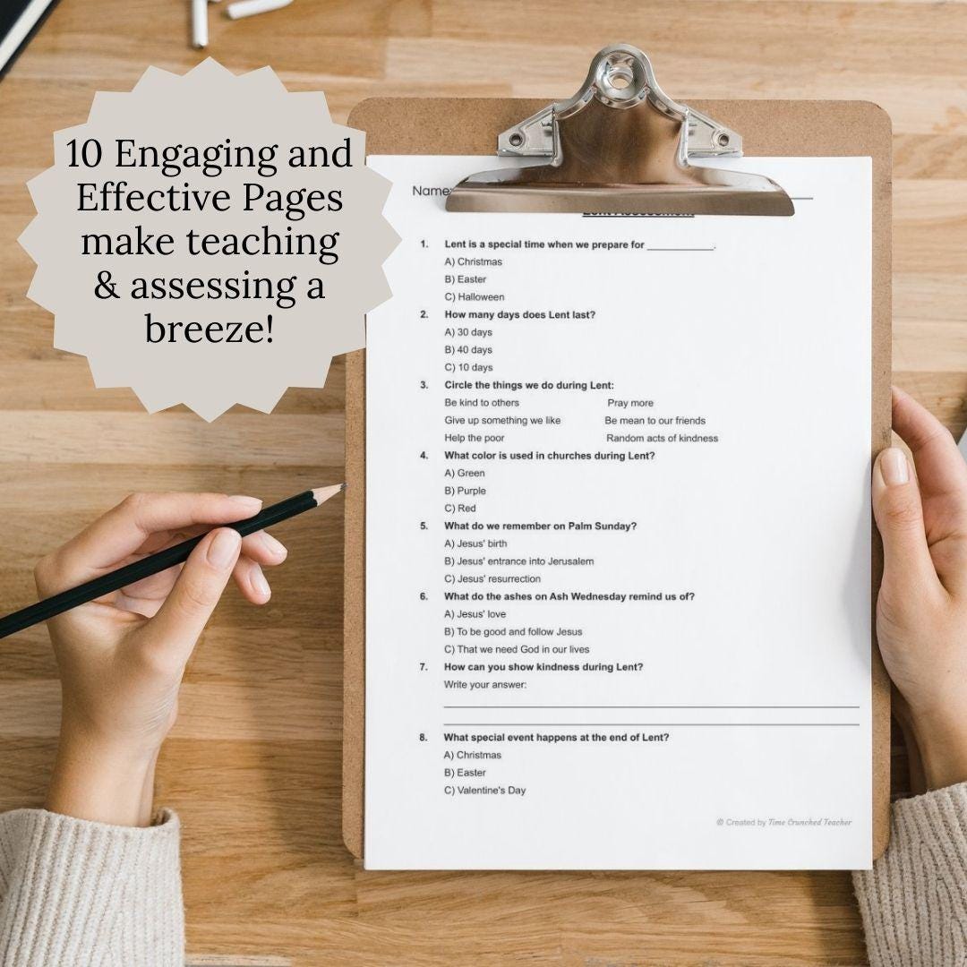 Printable Catholic Lent Unit: 10 Pages of Lent Activities for Kids ...