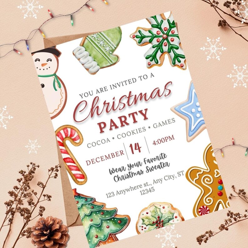 Printable Christmas Party Invitation Christmas Party Template Editable ...