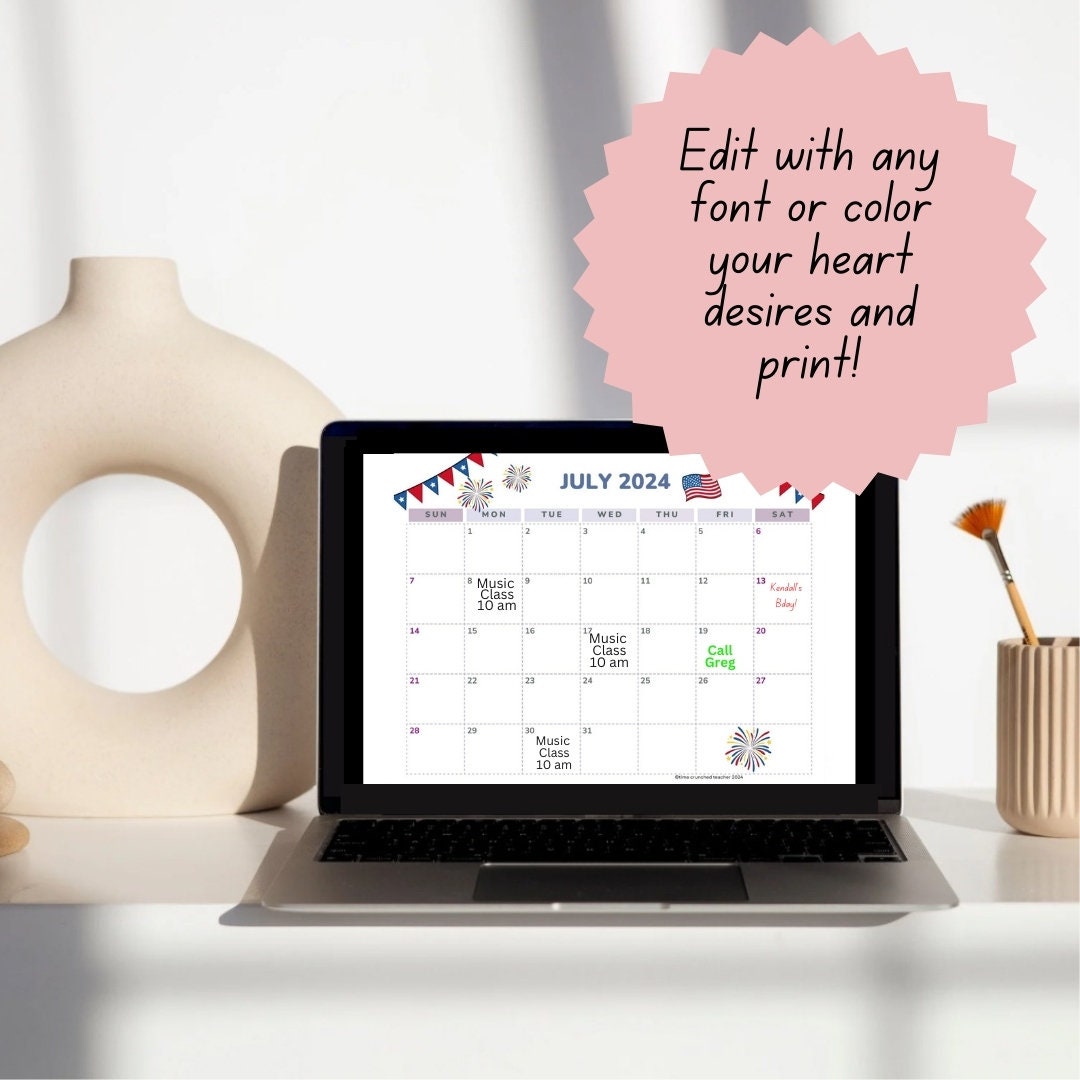 Printable July 2024 Calendar | July 2024 Calendar | Customizable ...