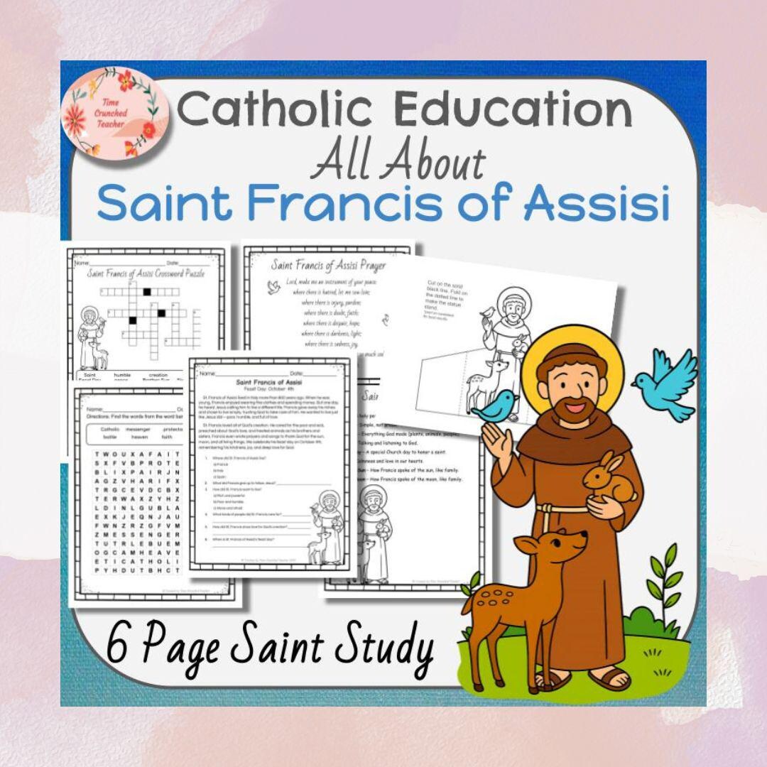 Printable Catholic School Saint Francis of Assisi Unit | Saint Study ...