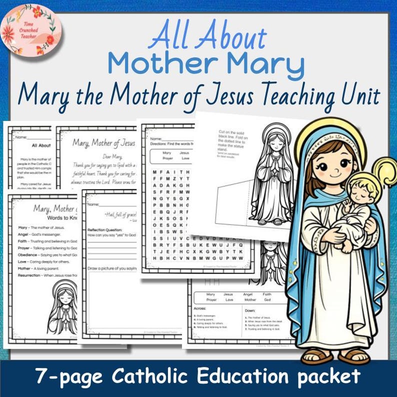 Mary Mother of Jesus Activities | Catholic Printable Packet | May ...