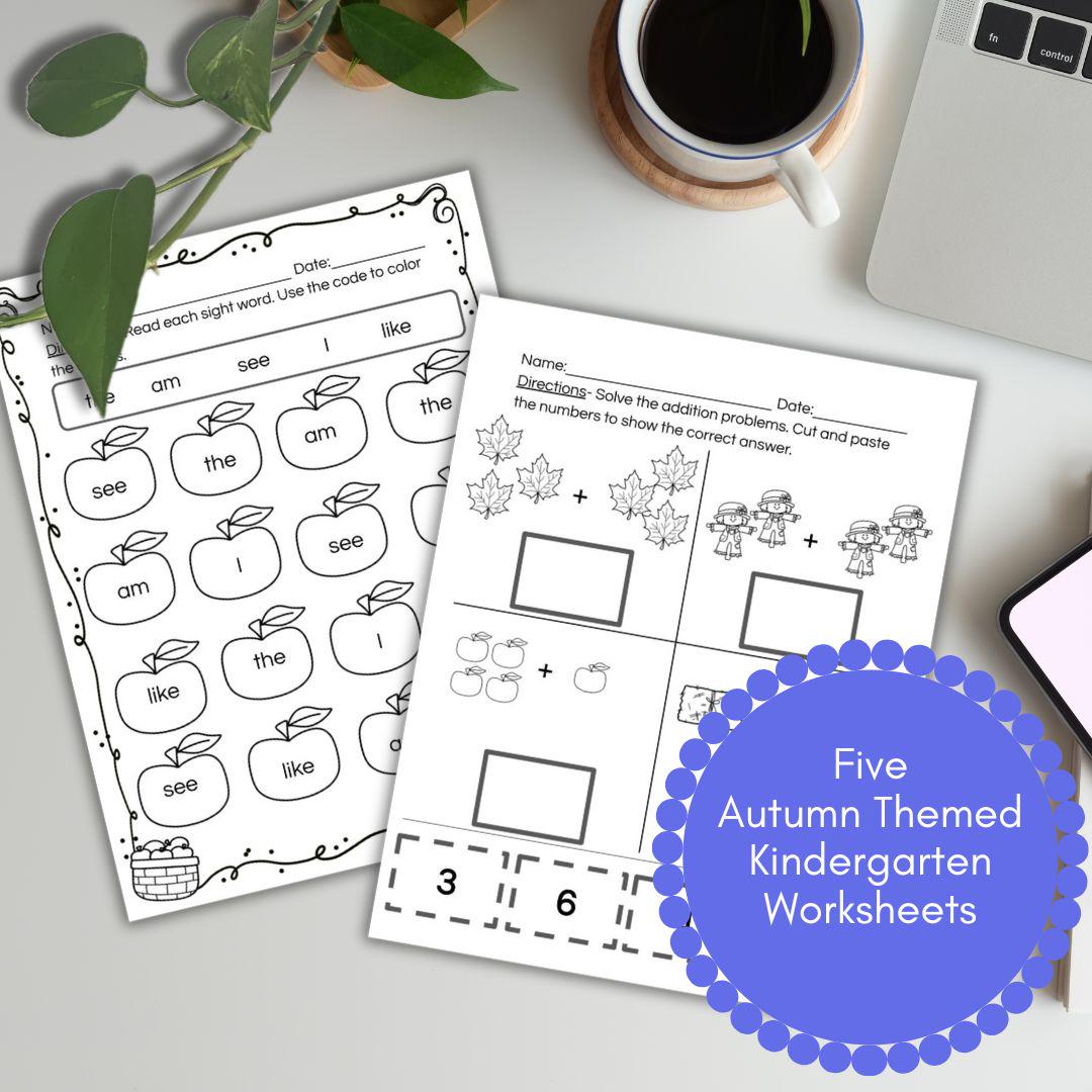 Kindergarten Fall Morning Work Packet: Literacy & Math Worksheets ...