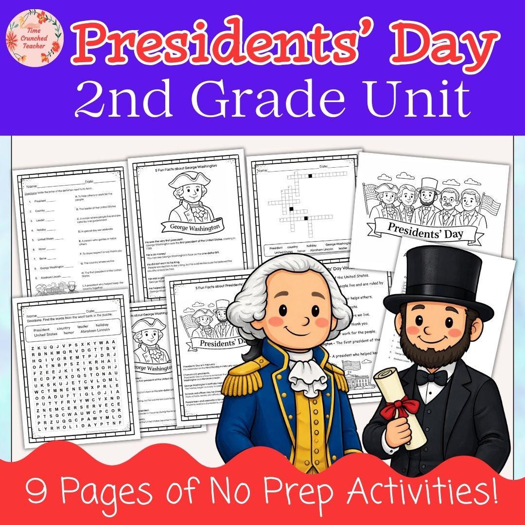 Printable Presidents' Day Activity Packet | Presidents' Day Lesson ...
