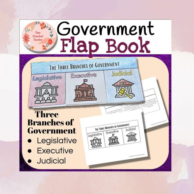 Printable Three Branches of Government Flap Book L Legislative ...