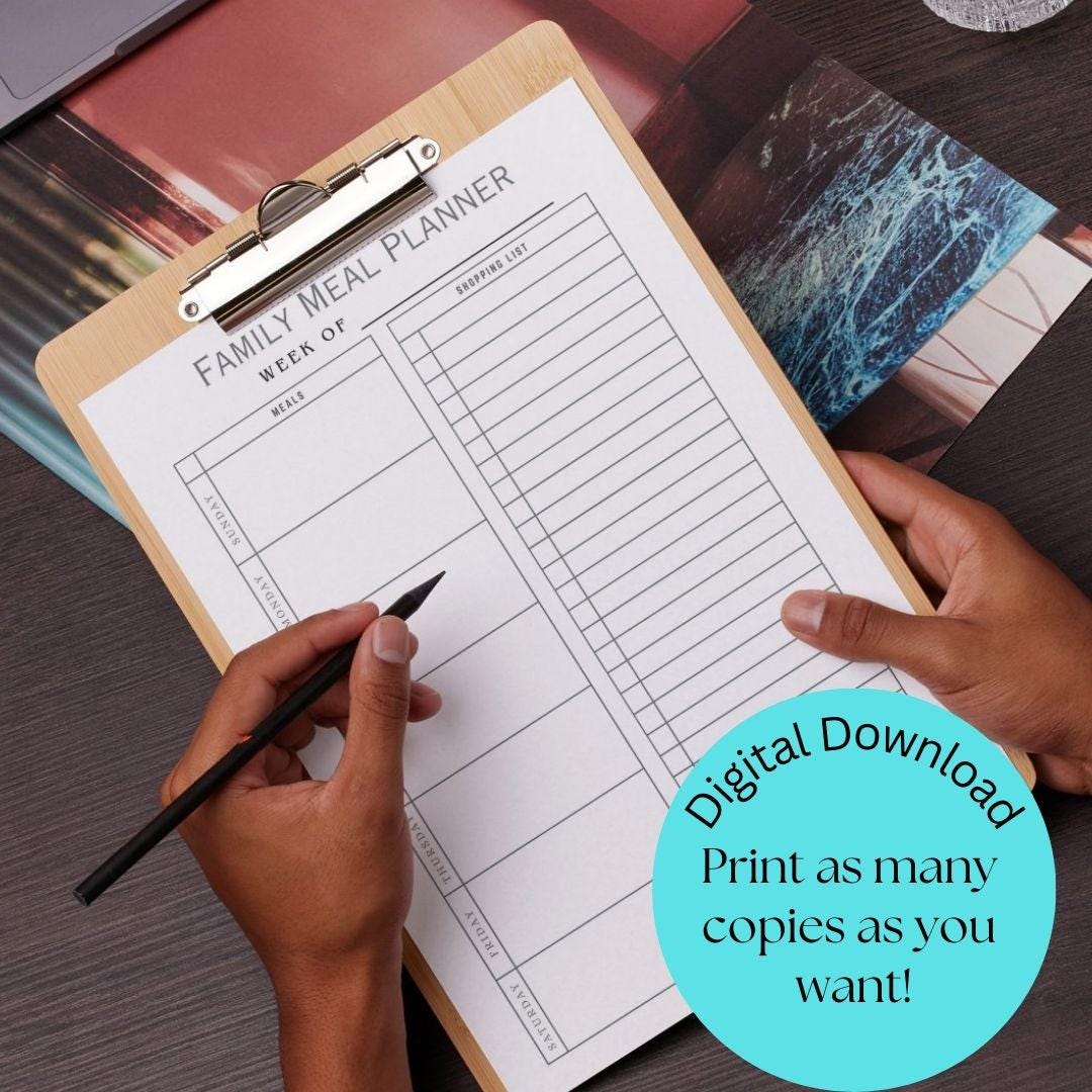 Meal Planner Printable, Weekly Food Diary, Meal Tracker, Food Journal ...