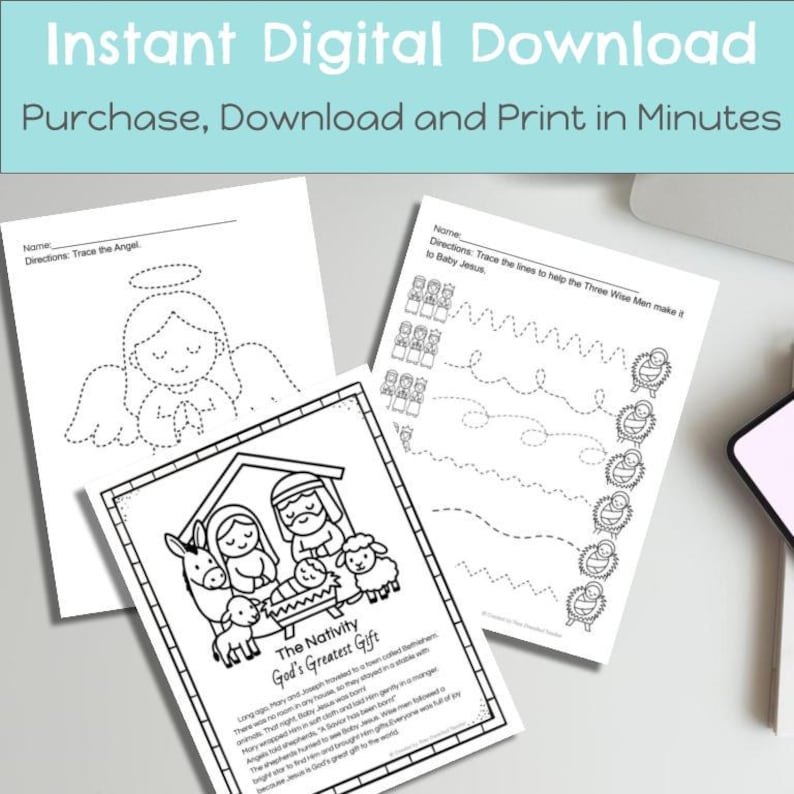 Printable Nativity Preschool Activity Pack | 19 Pages of Nativity ...