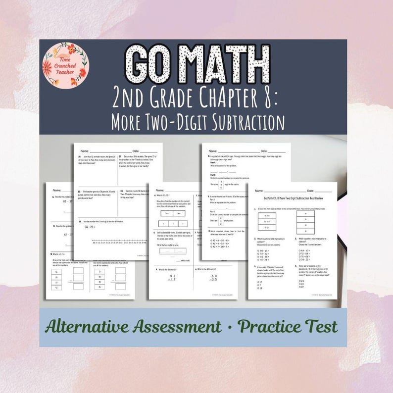 Printable 2nd Grade Go Math Ch. 8: More Two Digit Subtraction | Math ...
