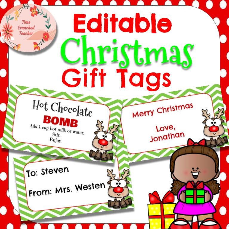 Editable Christmas Gift Tags, Reindeer Labels (powerpoint) - Etsy