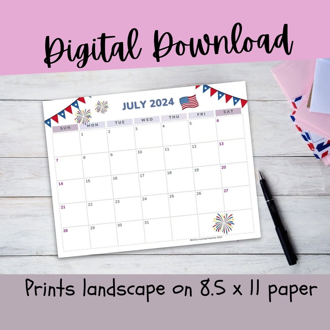 Printable July 2024 Calendar | July 2024 Calendar | Customizable ...