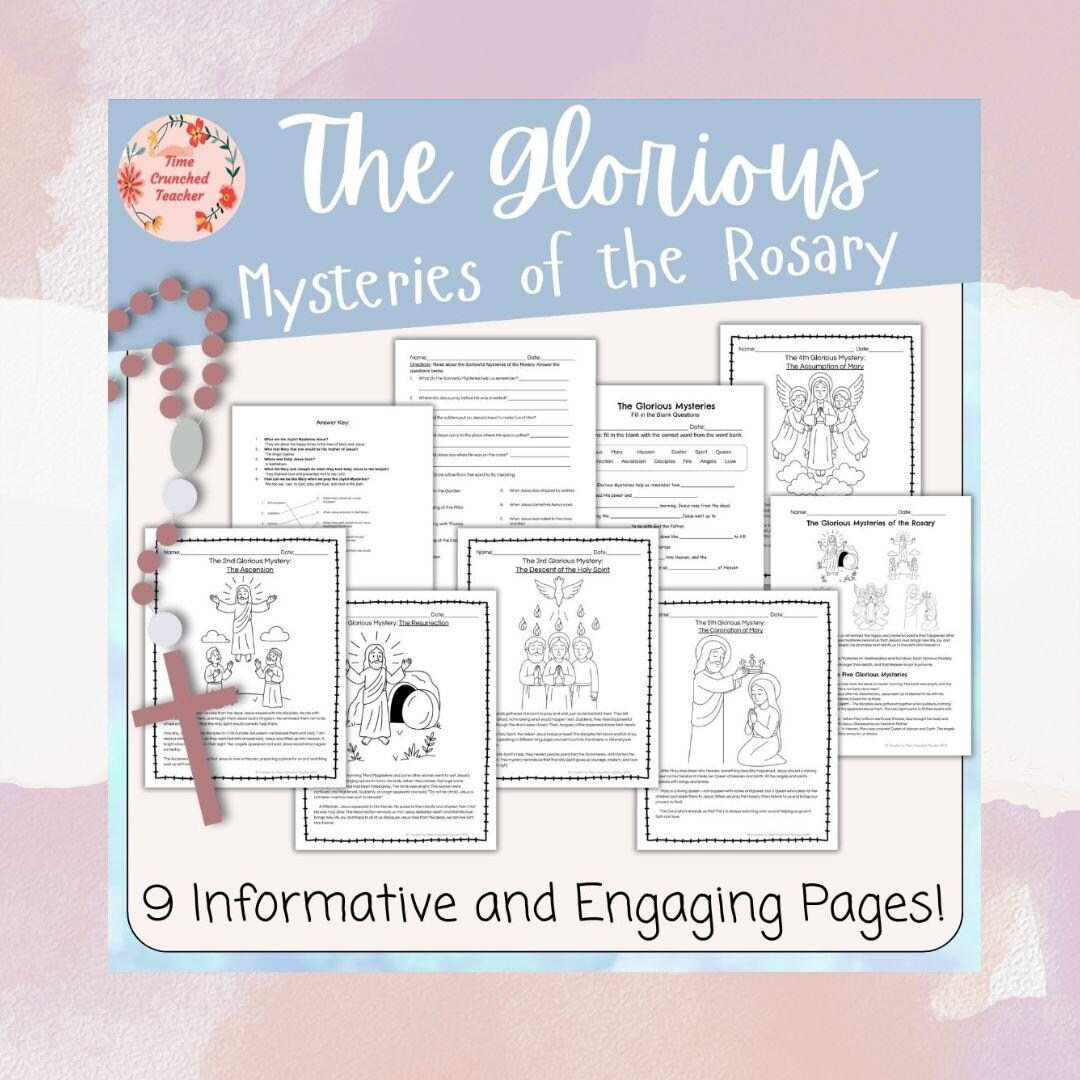 Printable Catholic School Worksheets | the Glorious Mysteries of the ...