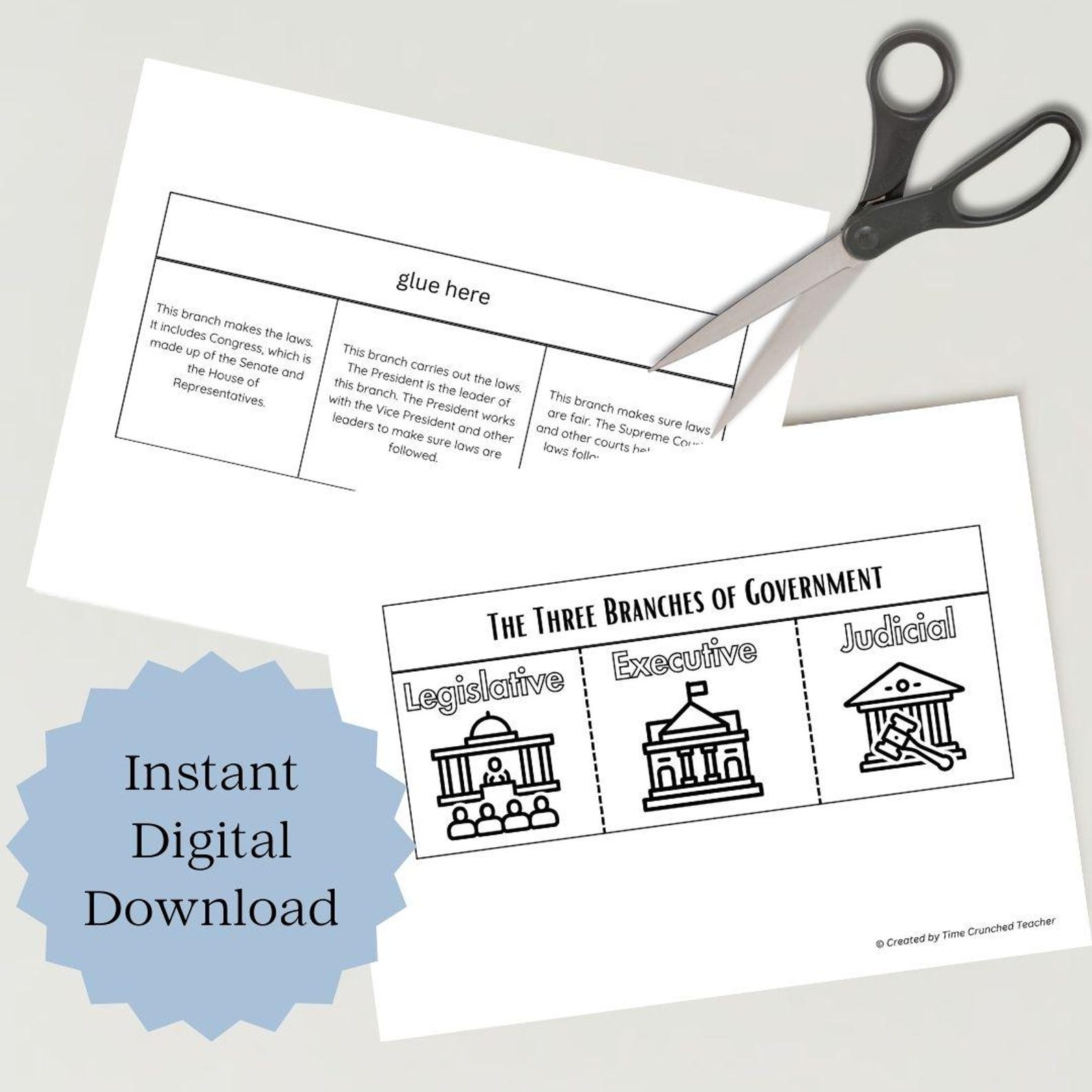 Printable Three Branches of Government Flap Book L Legislative ...
