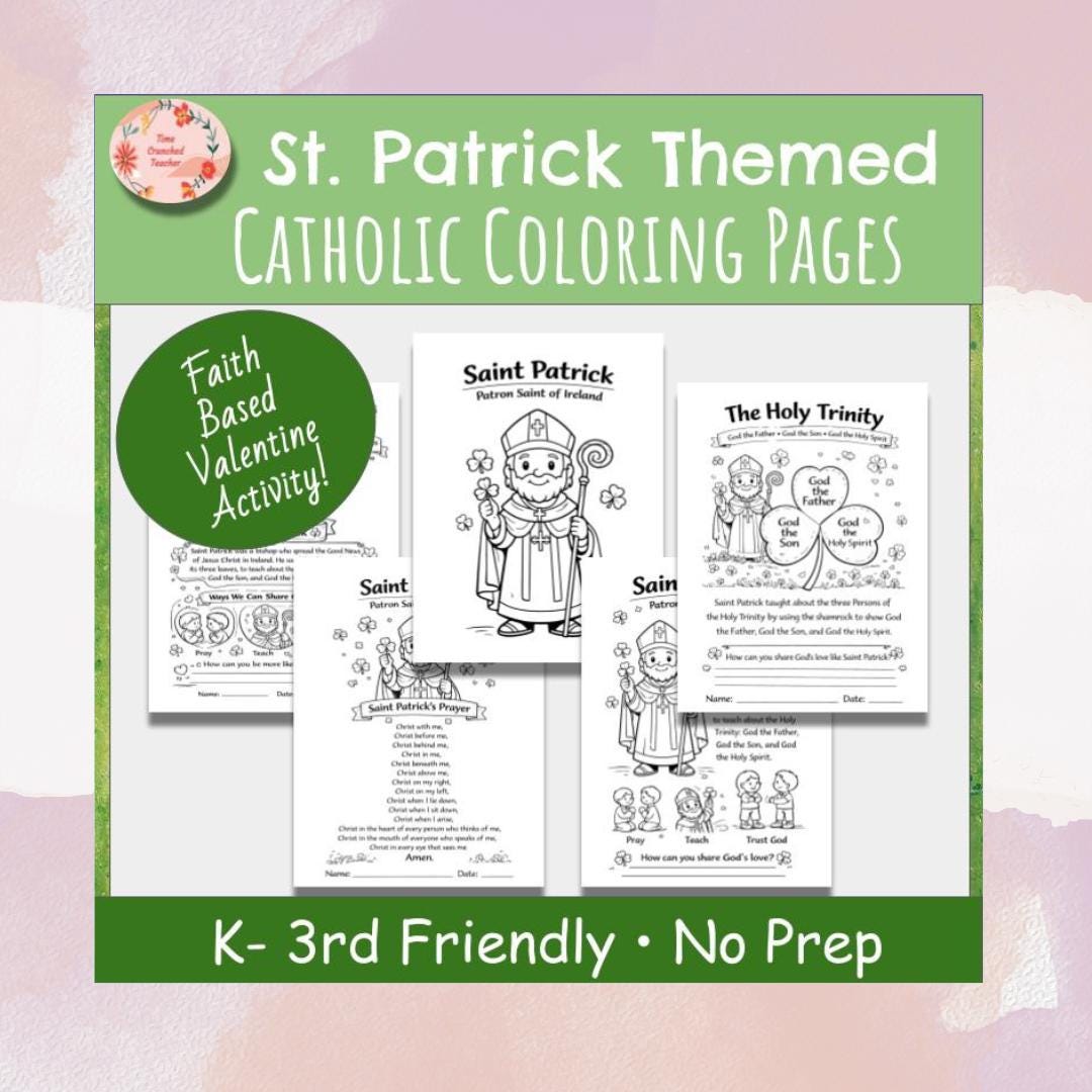 Printable St. Patrick Coloring Pages | 5 Pages of No Prep St. Patrick's ...