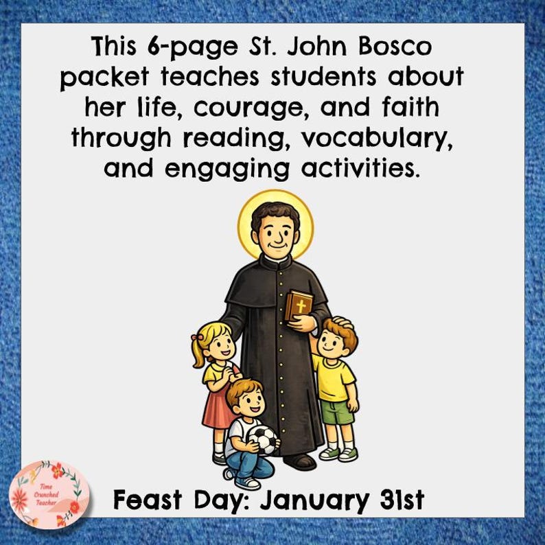 St. John Bosco Activity Pack | Catholic 2nd Grade (digital Download) - Etsy