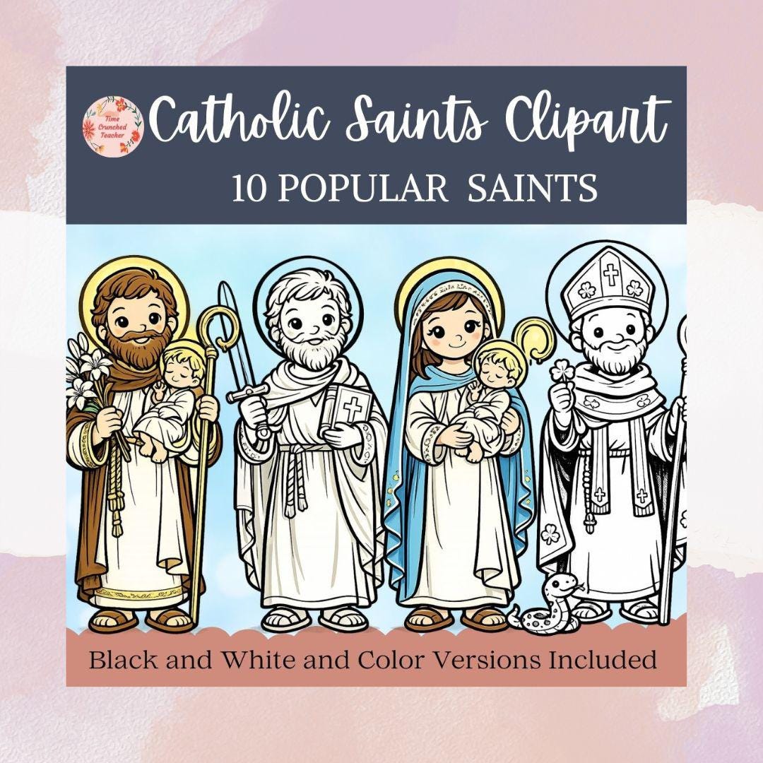 Catholic Saints Clipart | Kid-friendly Illustrations (color & B/W ...