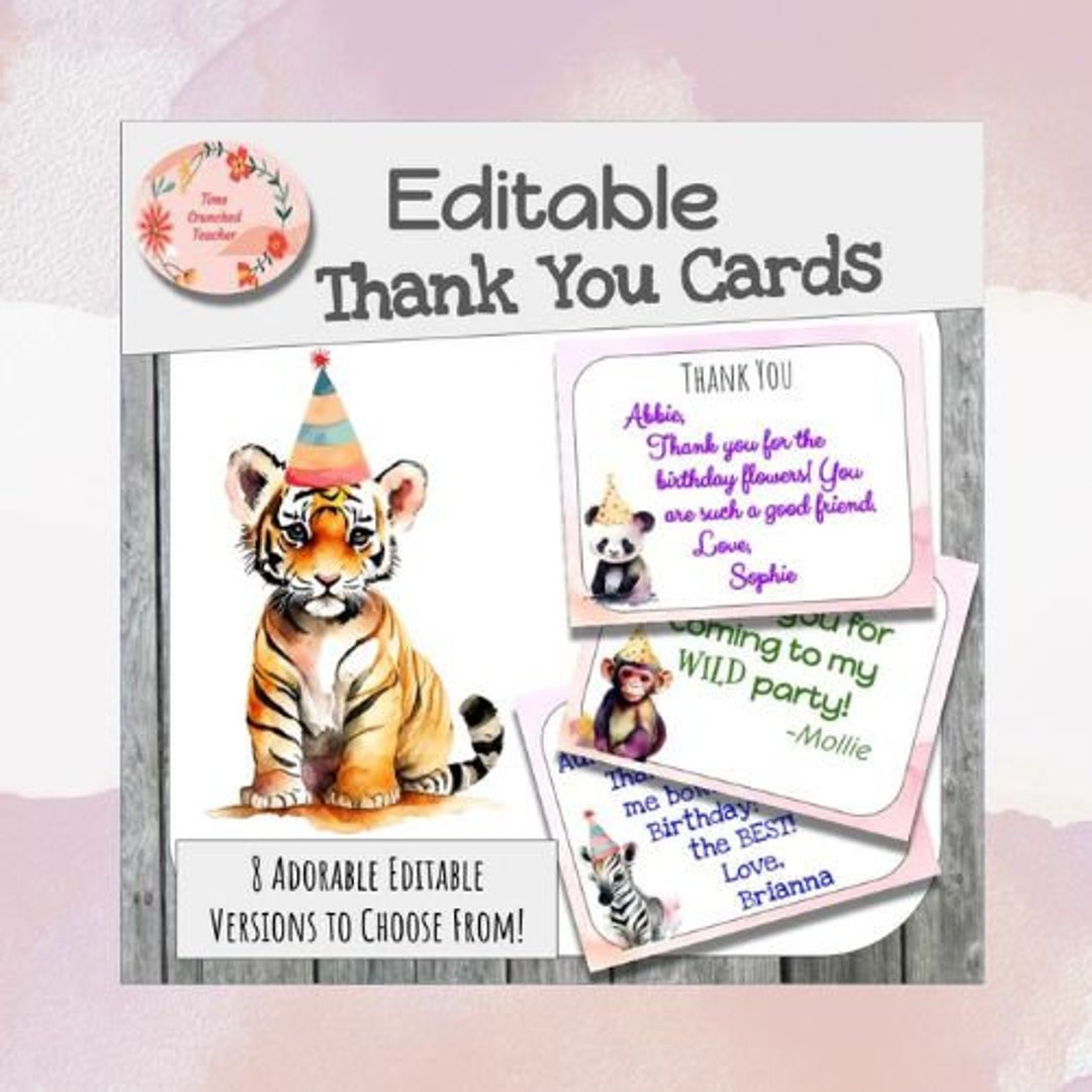 Printable Thank You Cards | Safari Themed | Personalized Thank You ...