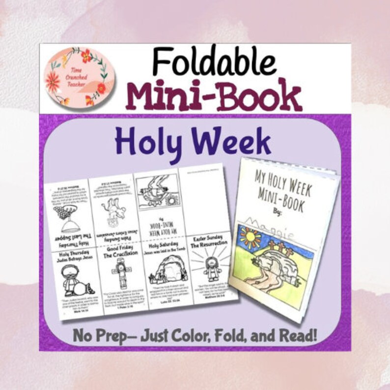 Holy Week Mini Book NO PREP- Color, Fold, and Read! - Etsy
