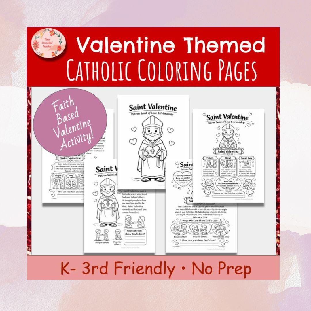 Saint Valentine Coloring Pages | Catholic Kids Activity (digital ...