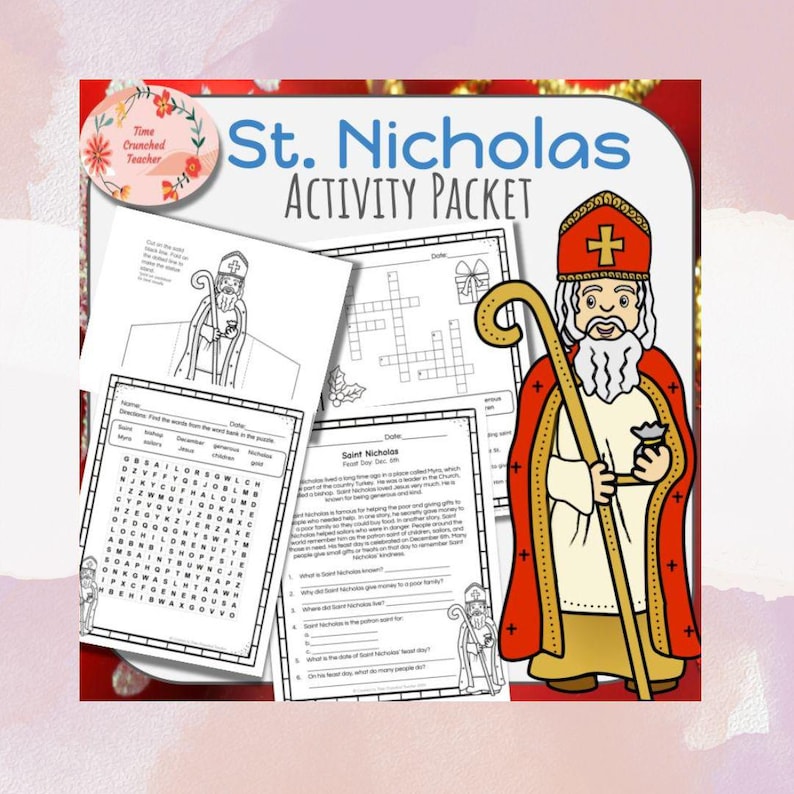 Printable Saint Nicholas Activity Packet for Kids | St. Nicholas Statue ...