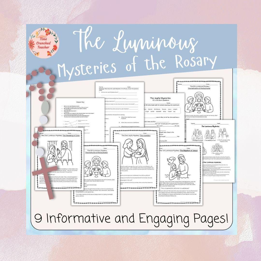 Printable Catholic School Worksheets | the Sorrowful Mysteries of the ...