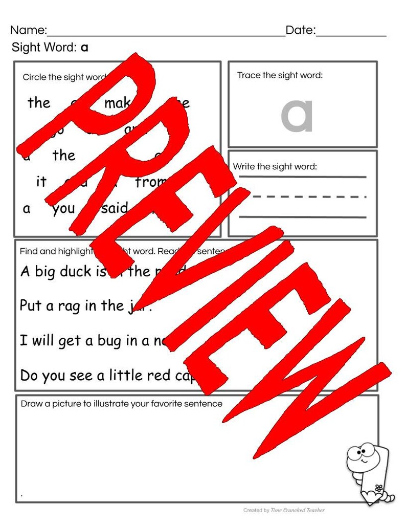 Kindergarten Sight Words Practice | Fry's First 100 (printable) - Etsy