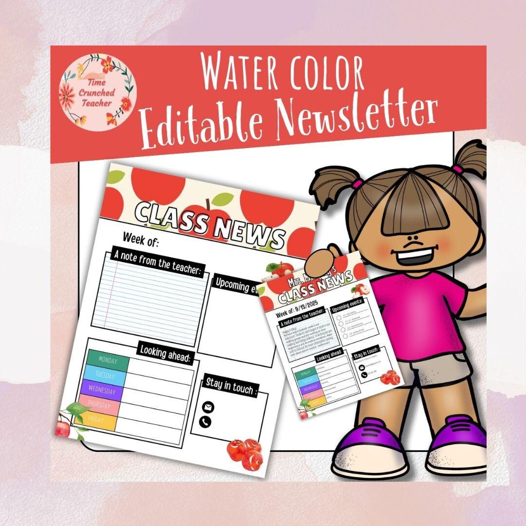 Apple Themed Editable Classroom Newsletter Template | Weekly Parent ...