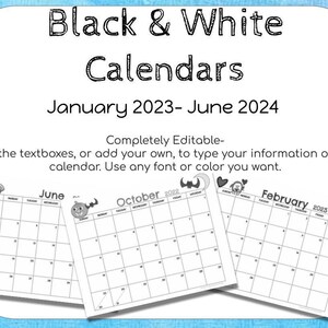 Editable 18 Month Calendar: January 2023-june 2024 - Etsy