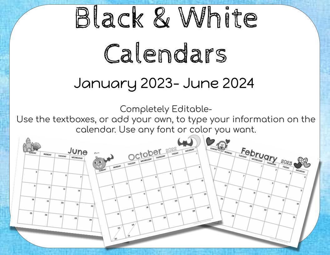 Editable 18 Month Calendar: January 2023-june 2024 - Etsy
