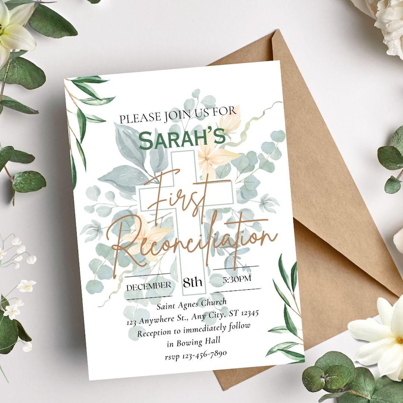 Printable First Reconciliation Invitation Reconciliation Card Editable ...
