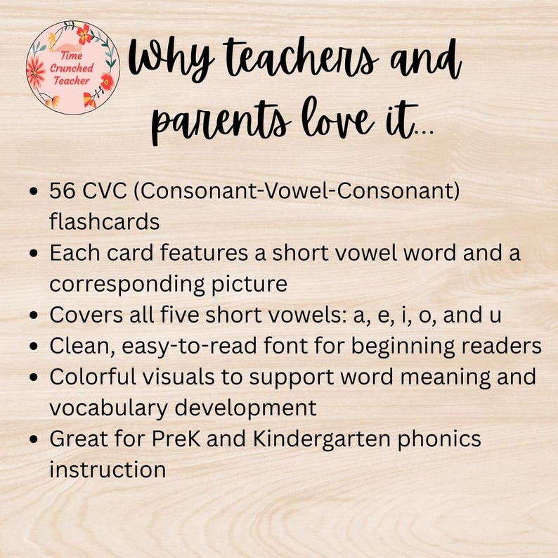 Short Vowel Flashcards | CVC Words With Pictures | Kindergarten Phonics ...