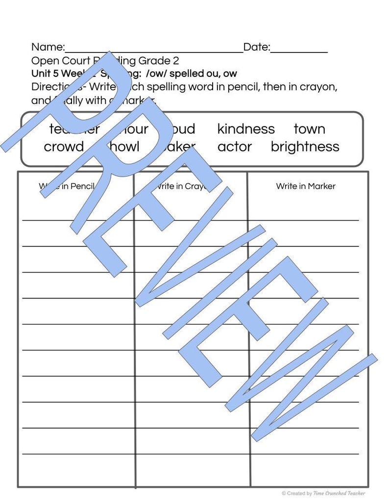 2nd Grade Spelling Word Work: Open Court Reading Unit 5 Week 2 (digital ...