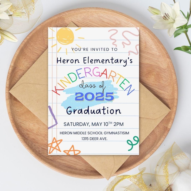 Printable Graduation Invitation | Kindergarten Graduation | Editable ...