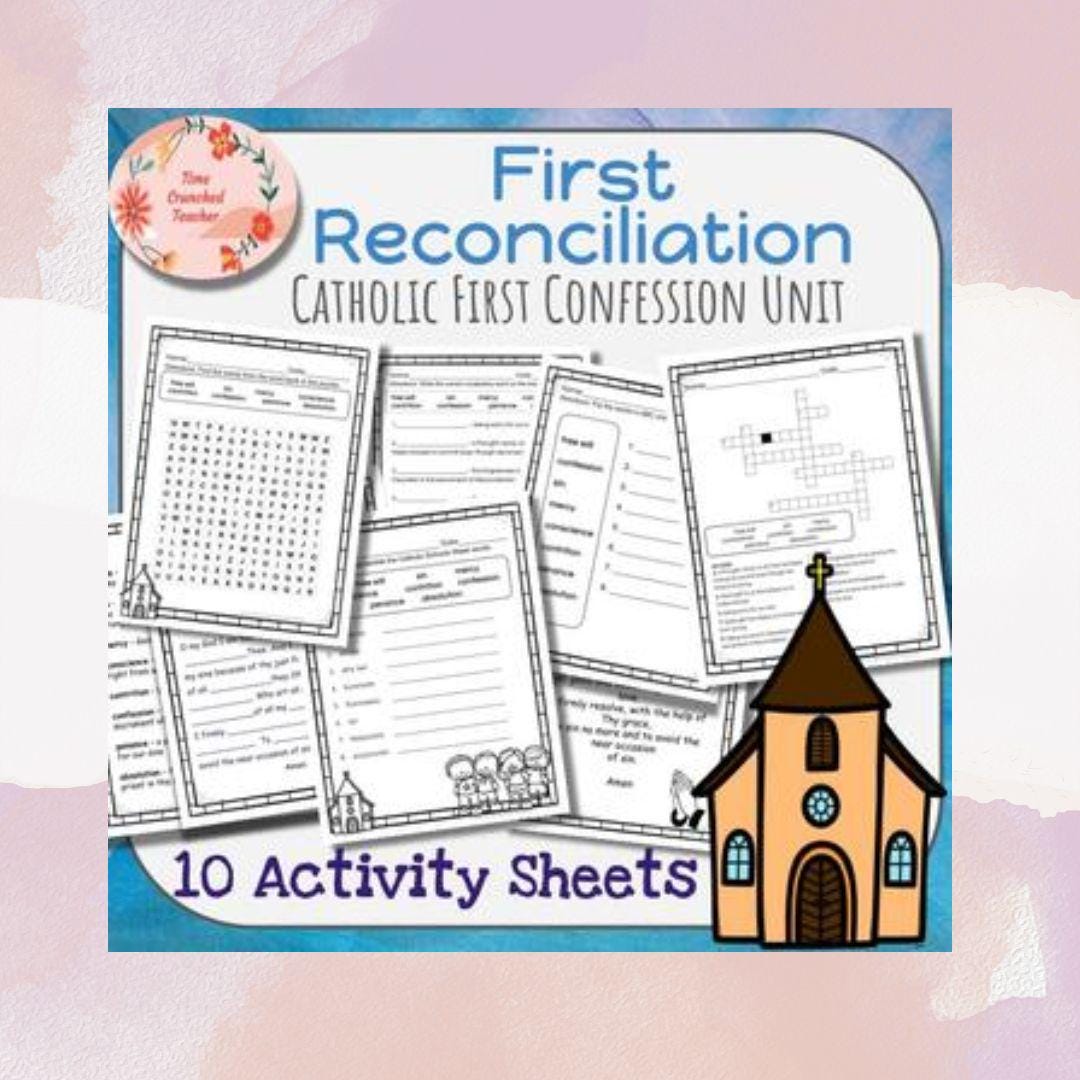 Printable Catholic First Reconciliation Unit: 10 Pages of First ...
