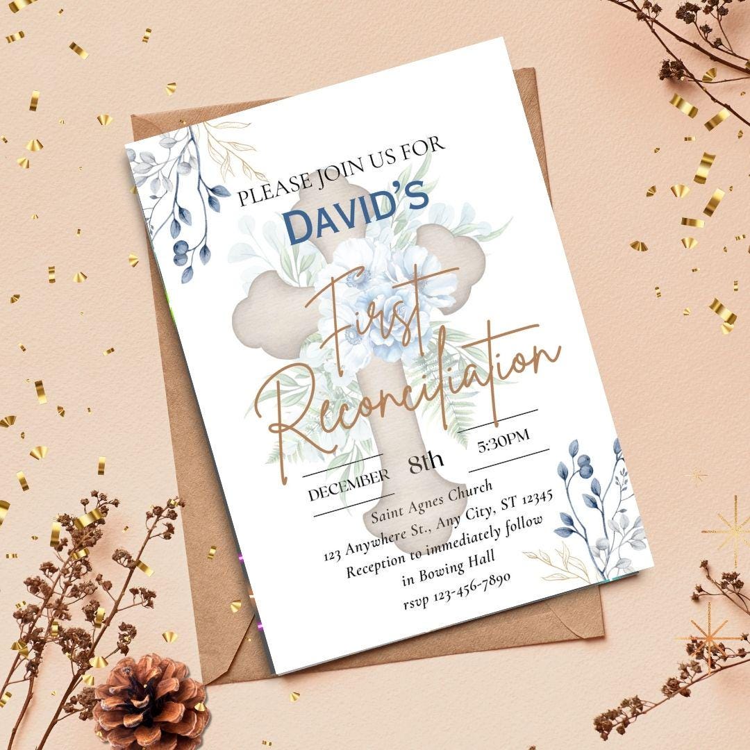 Printable First Reconciliation Invitation Reconciliation Card Editable ...