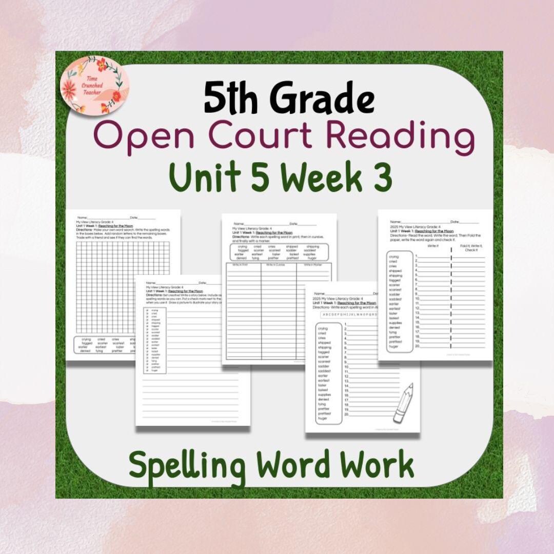 5th Grade Spelling Centers | Open Court Reading Unit 5 Week 3 ...