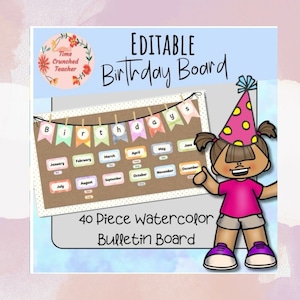 Printable Happy Birthday Bulletin Board Set | Classroom Birthday Board ...