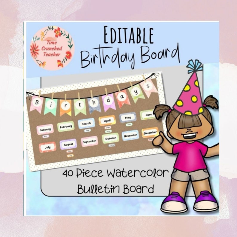 Printable Happy Birthday Bulletin Board Set | Classroom Birthday Board ...