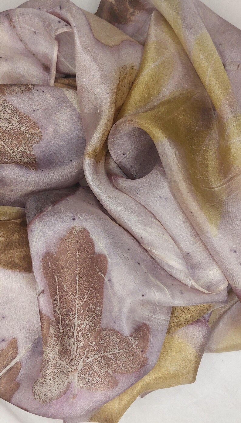 Eco Printed Pure Silk Scarf, Naturally Dyed, Handmade One-of-a-kind ...