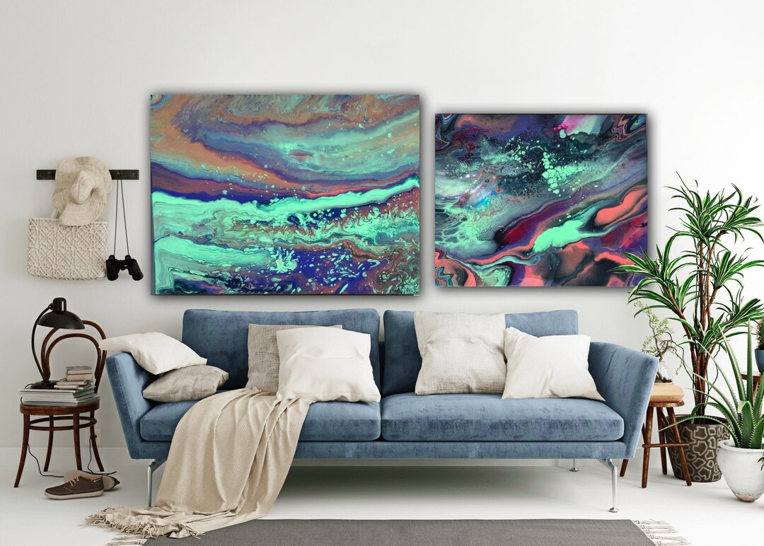 Cosmos River Acrylic Pour Abstract Resin Painting. - Etsy