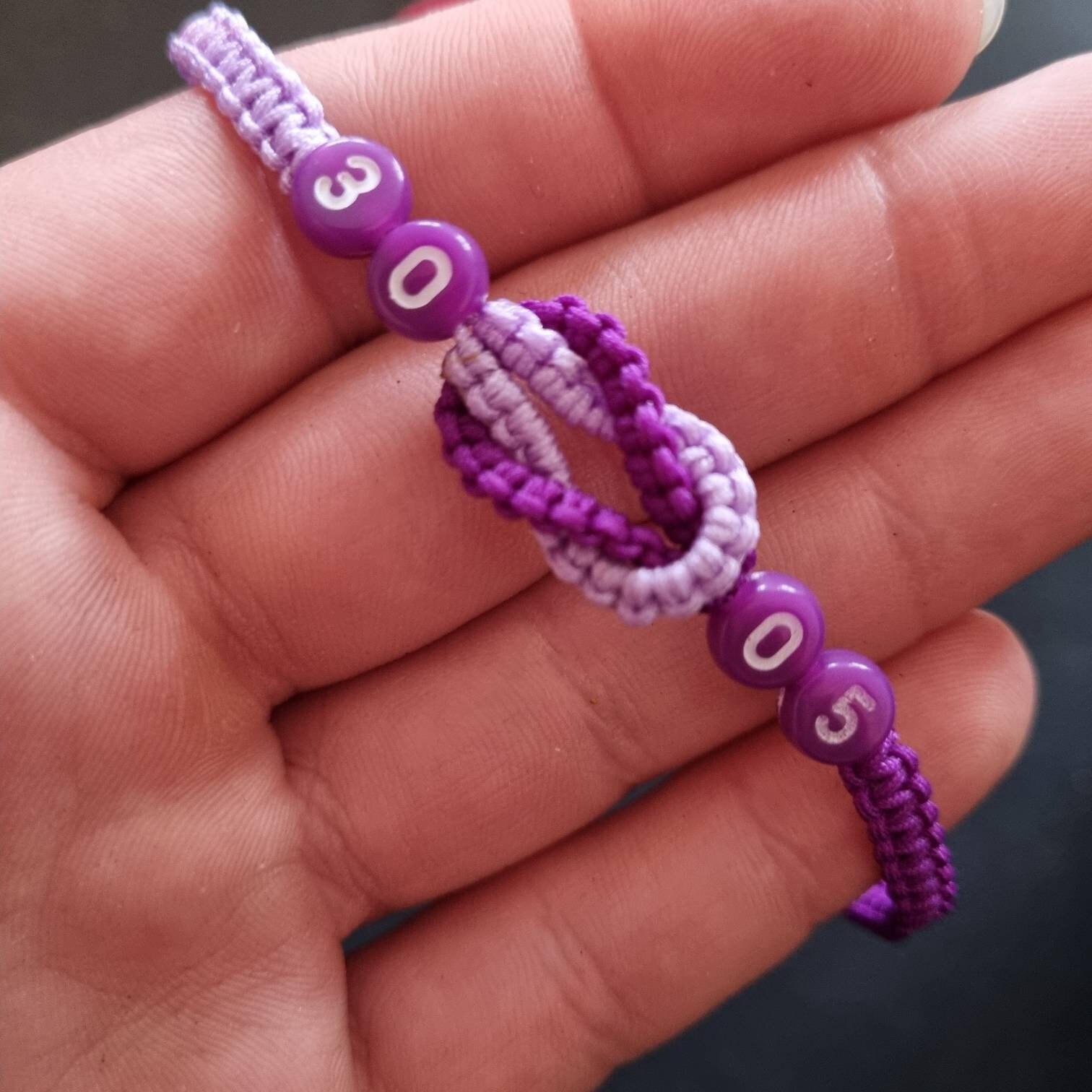 Colourful Macrame Infinity Bracelets With Letters, Hearts or Numbers ...