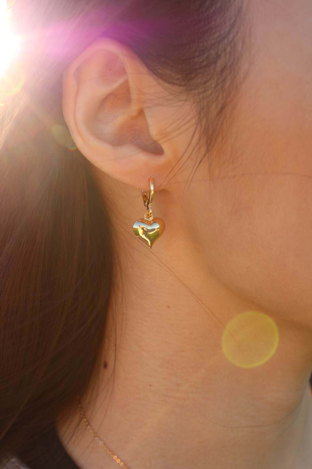 Puffed Heart Hoop Earrings Heart Earrings Hoop Earrings - Etsy