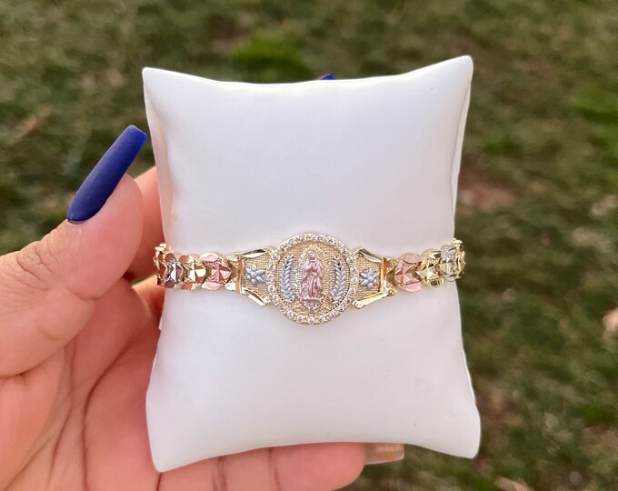 Virgen De Guadalupe Gold Plated Bracelet 14k - Etsy