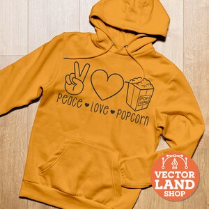 Peace Love Popcorn Svg, Popcorn Svg, Peace Sign Svg, Peace Love Cut ...