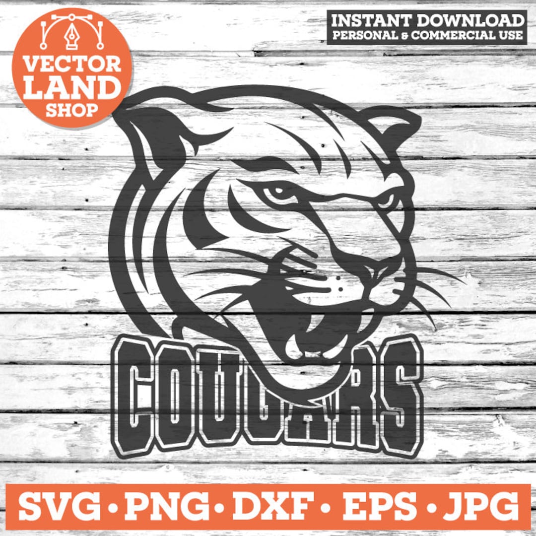 Cougars Svg, Mascot Svg, Team Logo, Sports Svg, Mascot Clipart, Cougar ...
