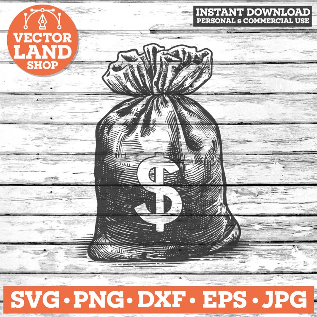 Money Bag Svg Money Bag Clipart Cash Bag Svg Dollar Svg - Etsy