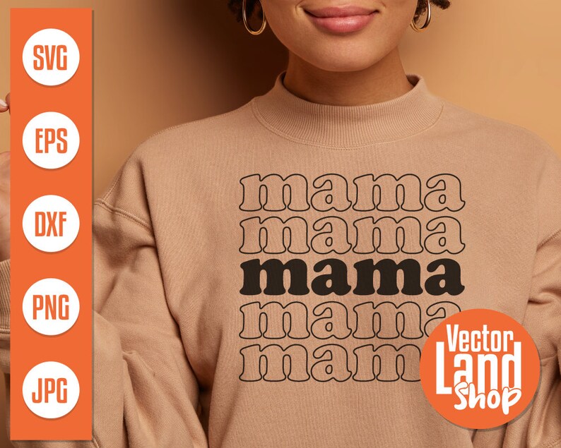 Mama Stacked Svg Retro Mom Svg Mama Svg Mommy Svg Mothers Etsy