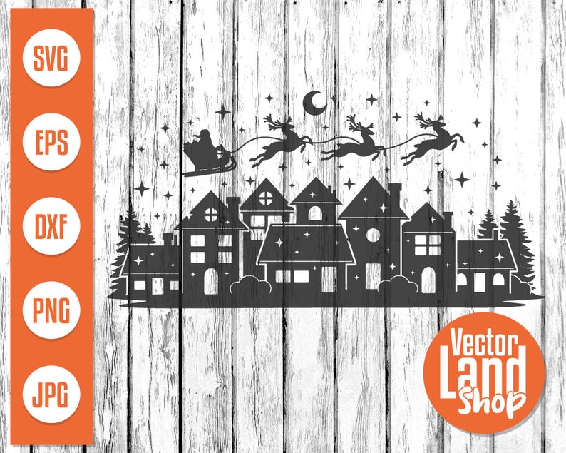 Christmas Town Svg Christmas Scene Svg Silhouette Santa Svg - Etsy