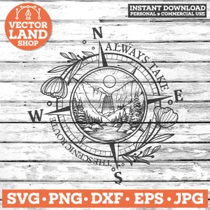 Always Take the Scenic Route, Compass SVG, Mountain Scene Svg, Forest ...