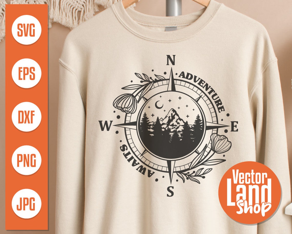 Compass SVG Mountain Svg Nature Svg Adventure Svg Travel - Etsy